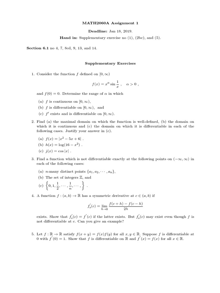 2060A Ex 1 2019 | PDF | Trigonometric Functions | Derivative