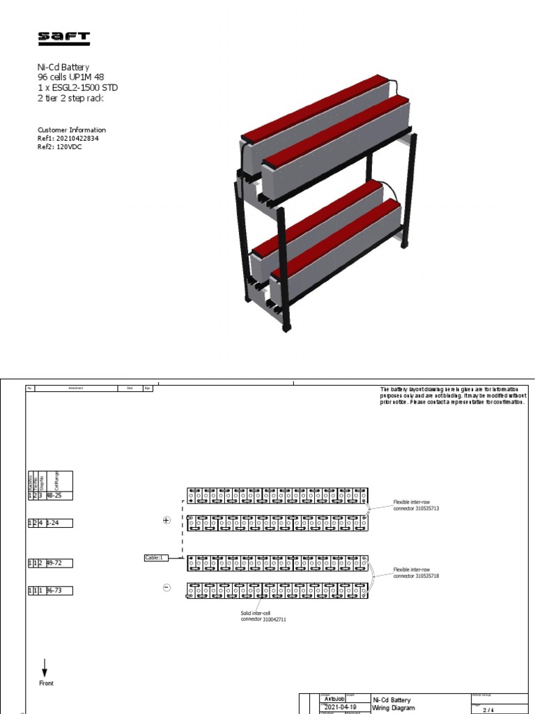 Ni-Cd Battery 96 Cells UP1M 48 1 X ESGL2-1500 STD 2 Tier 2 Step Rack ...