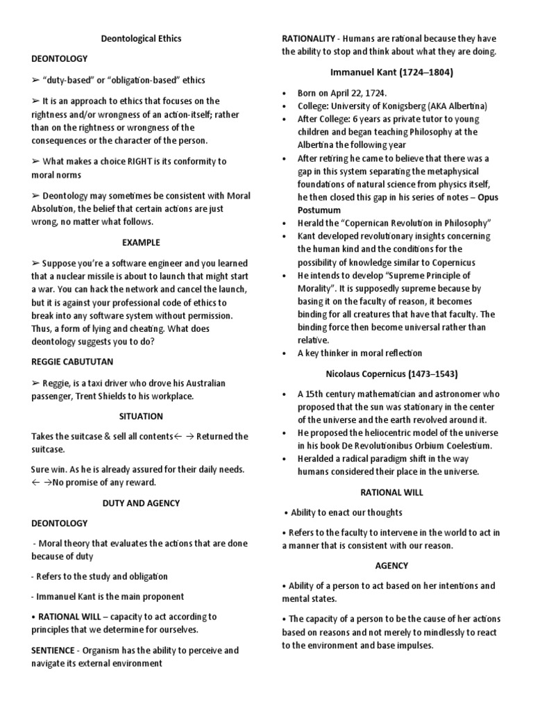 Ethics | PDF | Immanuel Kant | Reason