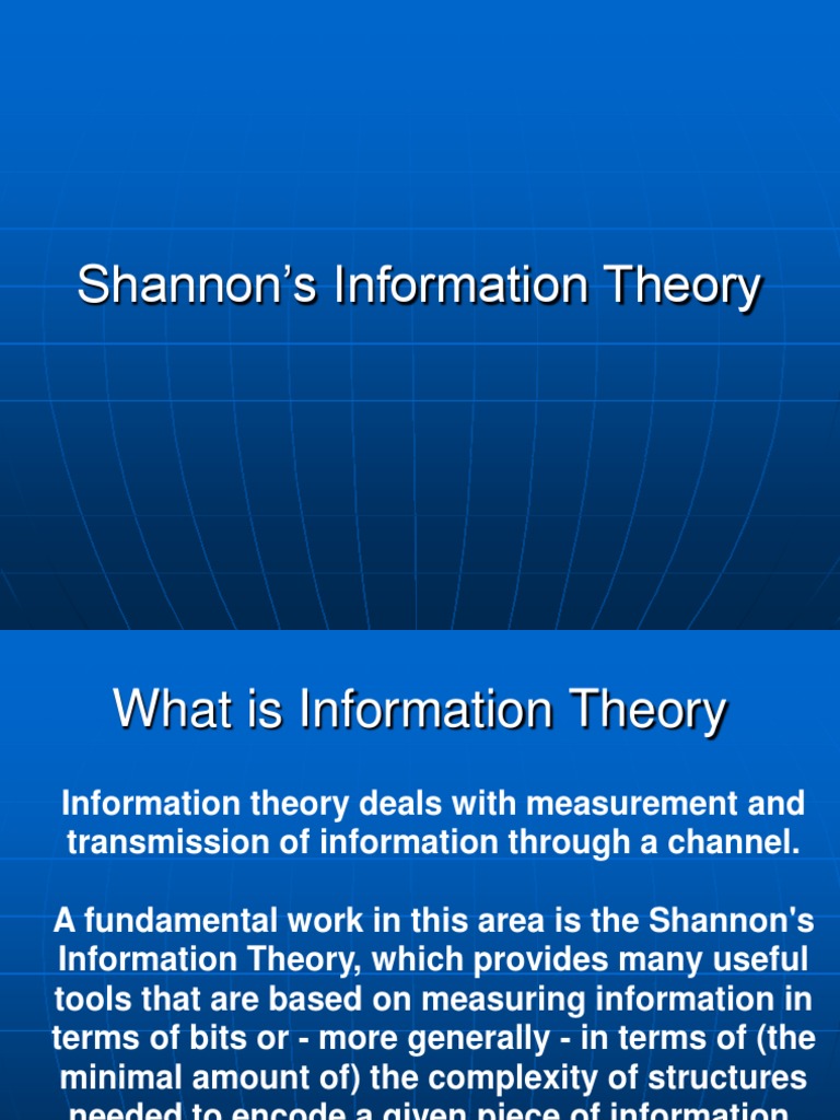 Shannon's Information Theory | PDF | Signal To Noise Ratio | Bit
