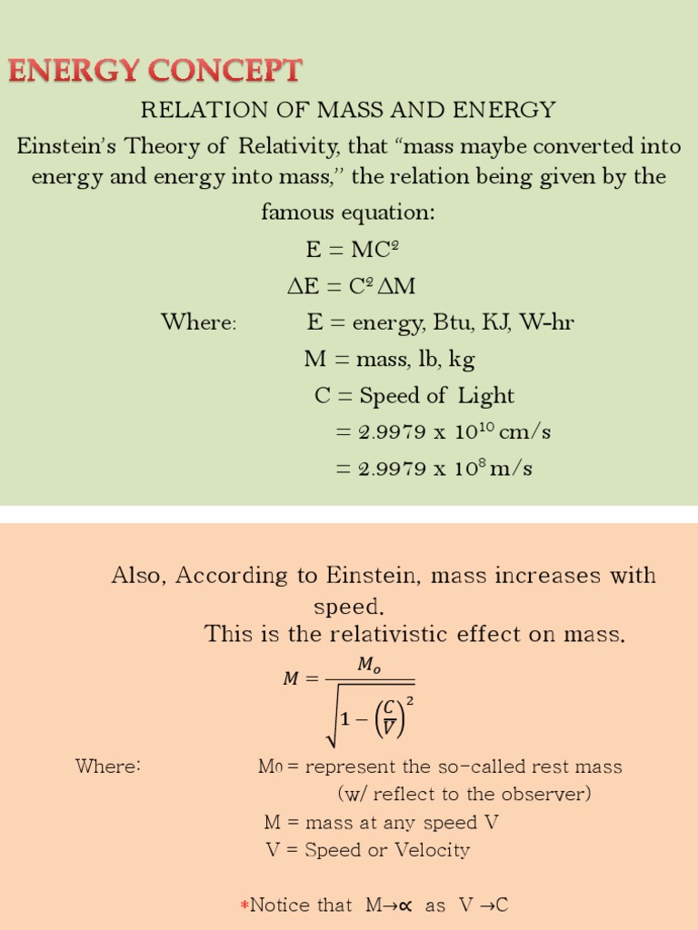 Energy Concepts For Students File | PDF | Mass | Potential Energy