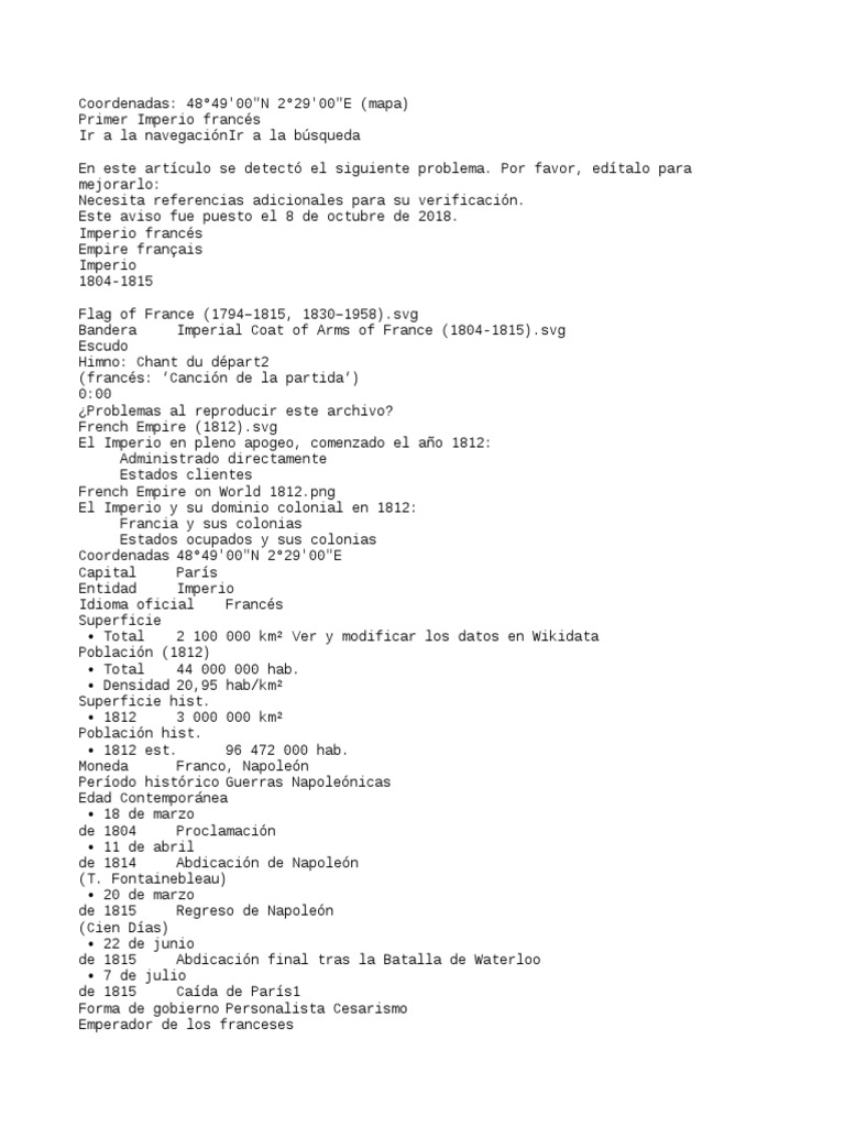 Imperio Frances | PDF | Primer imperio francés | Napoleón