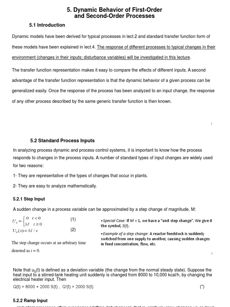 Dynamic Behavior of First-Order and Second-Order Processes | PDF | Damping | Mathematics