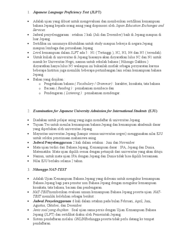 Japanese Language Proficiency Test | PDF