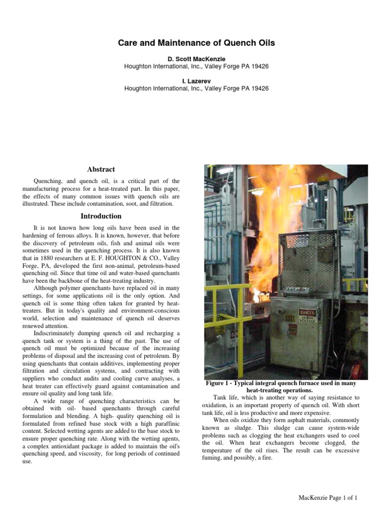 Article - Care and Maintenance of Quench Oils | PDF | Heat Treating ...