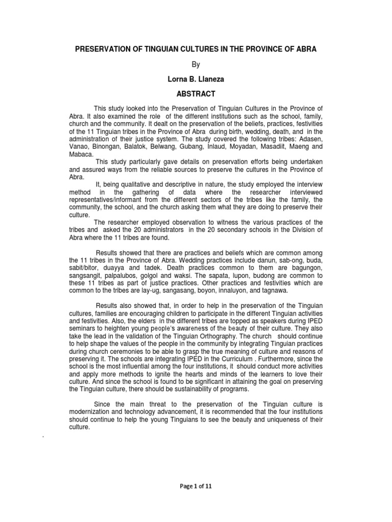Preserving Tinguian Culture in Abra | PDF | Wedding | Family