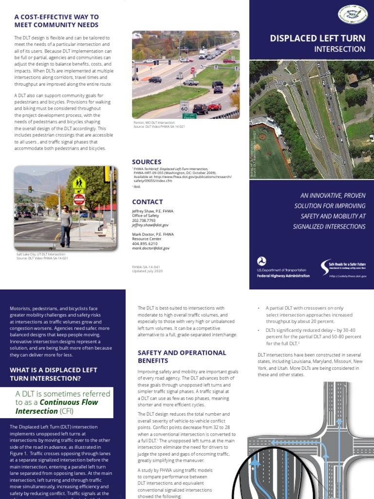 Displaced Left Turn: Intersection | PDF | Intersection (Road) | Traffic