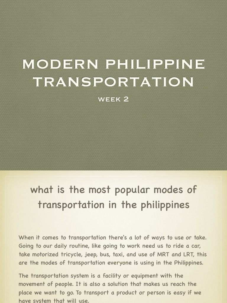 Modern Philippine Transportation | PDF | Transport | Philippines