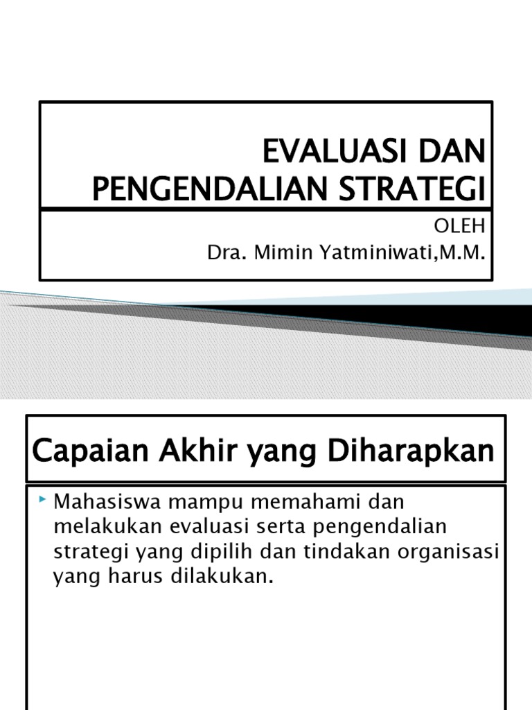 Evaluasi Dan Pengendalian Strategi | PDF