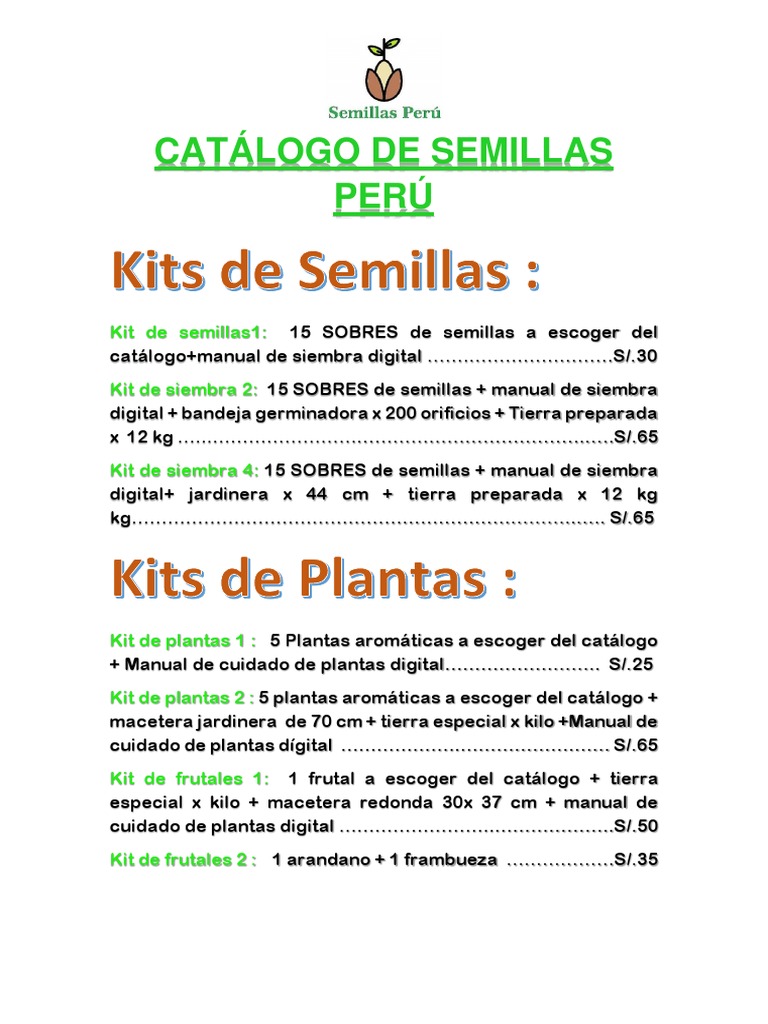 Catalogo - Semillas Peru | PDF | Siembra | Horticultura y jardinería