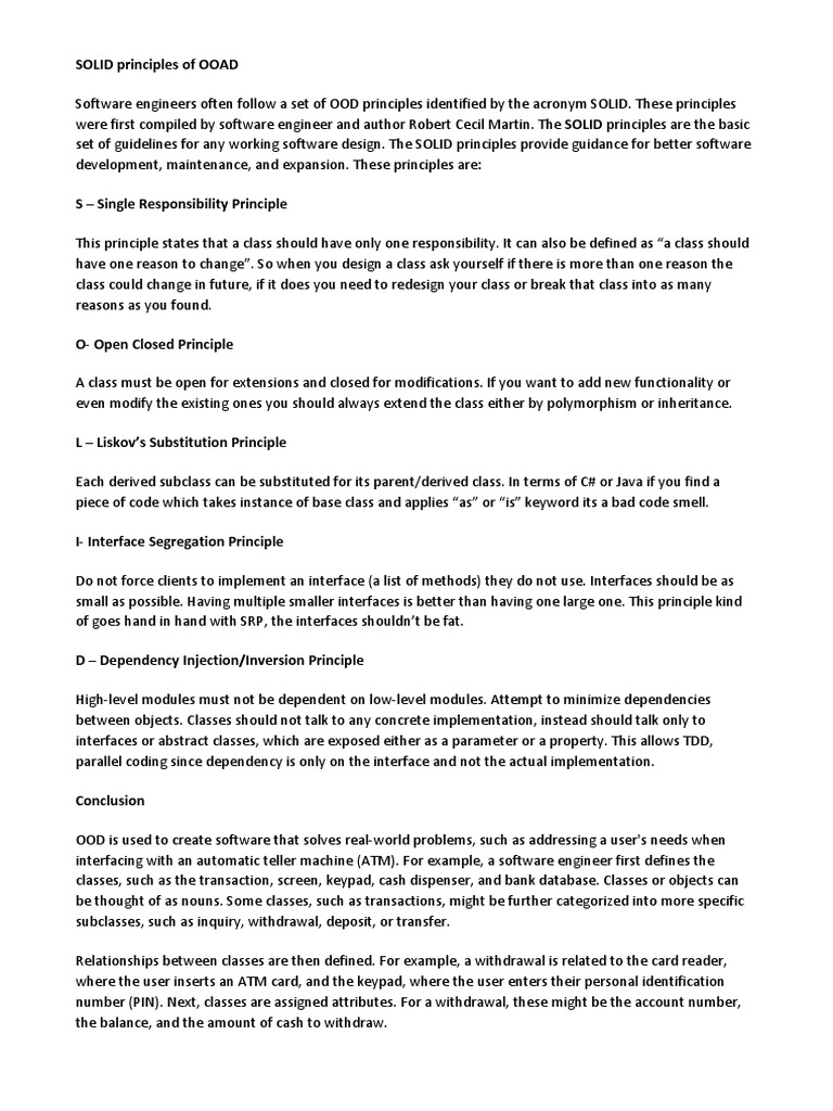 SOLID Principles for Software Engineers | PDF | Class (Computer Programming) | Inheritance ...