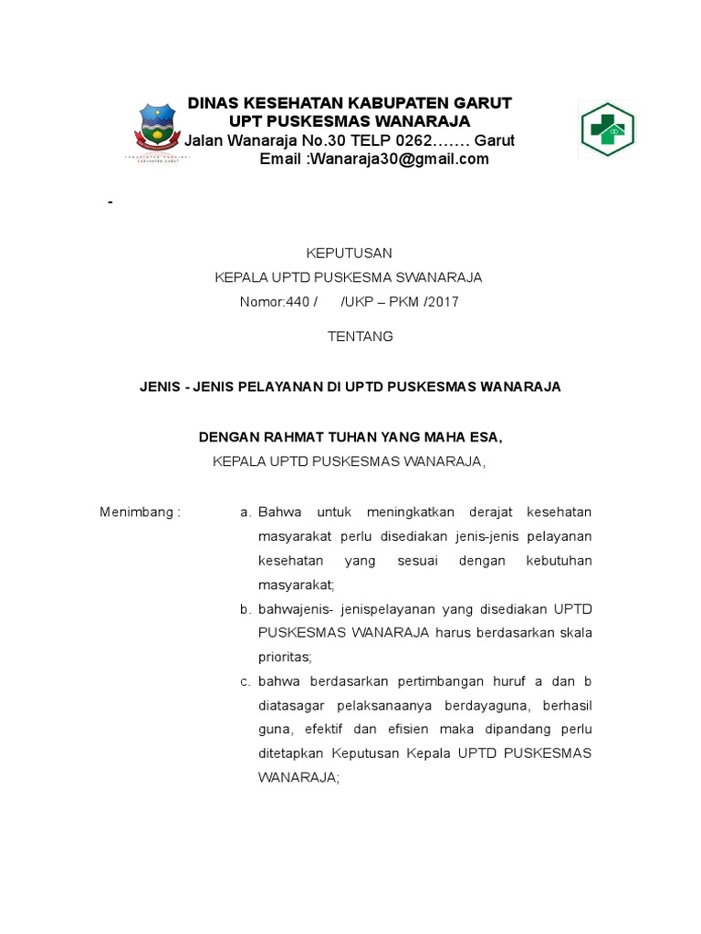 Kebijakan Jenis Pelayanan Wanaraja | PDF