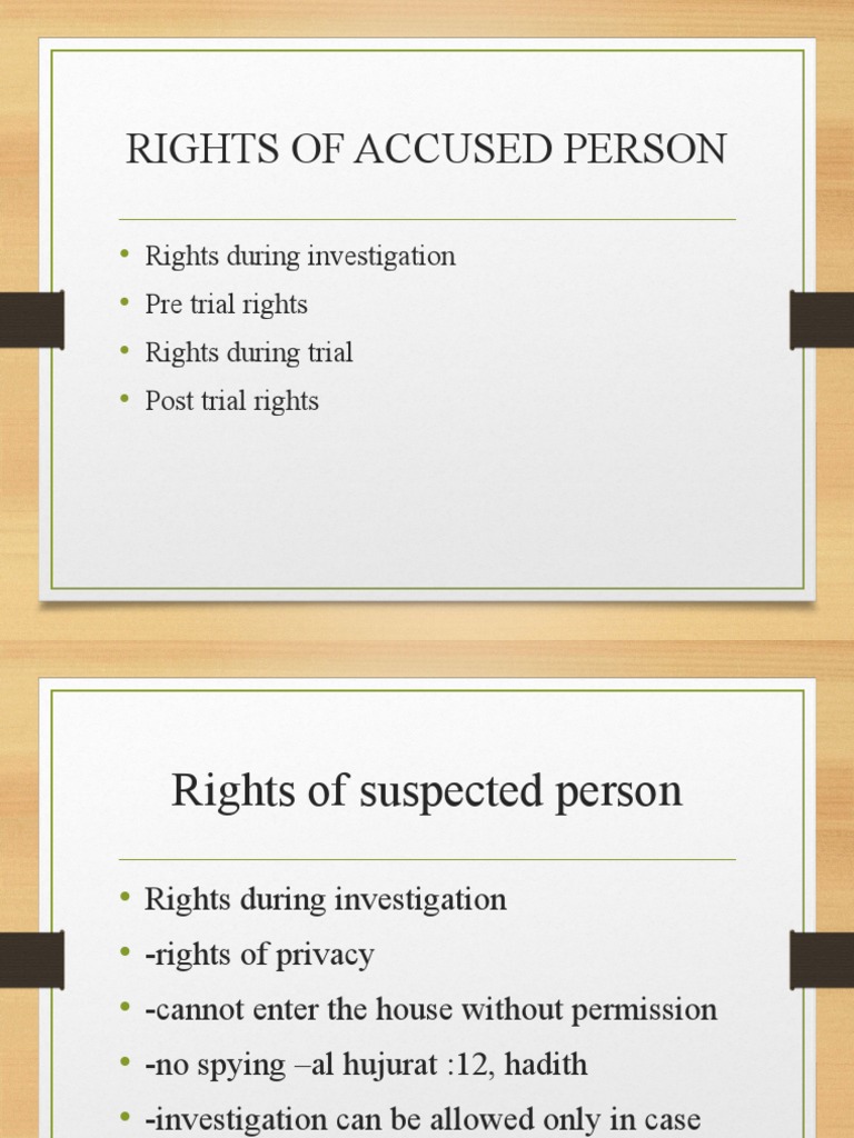 Rights Of Accused Person PDF Bail Law Enforcement