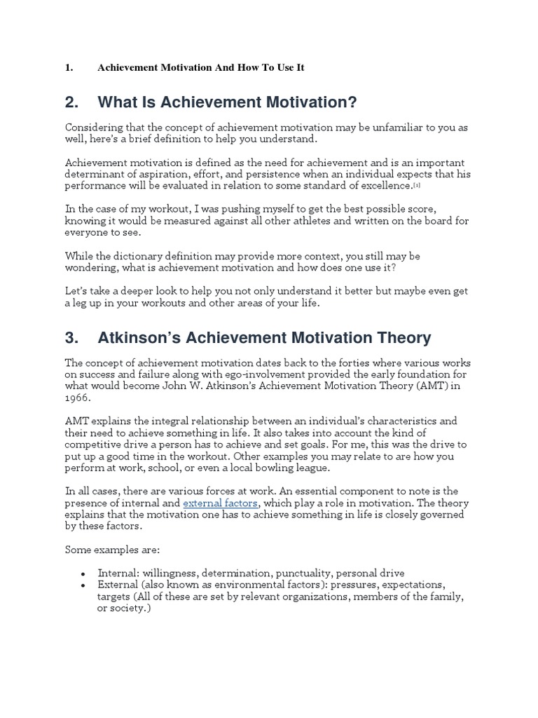 Achievement Motivation | PDF | Motivational | Motivation