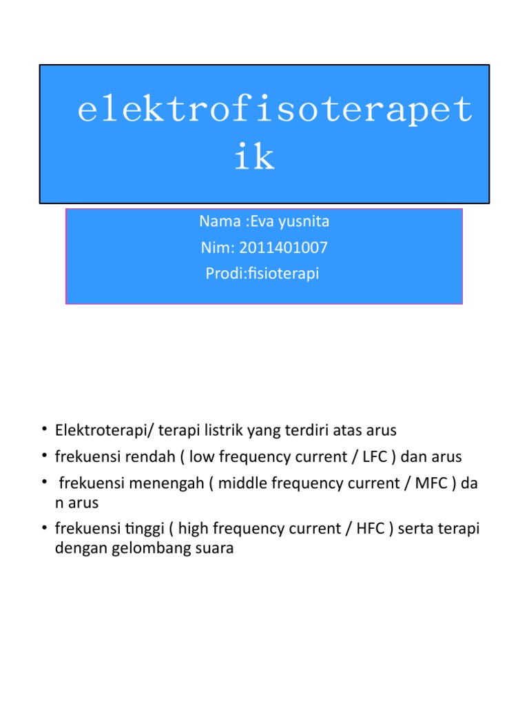 Elektrofisoterapi | PDF