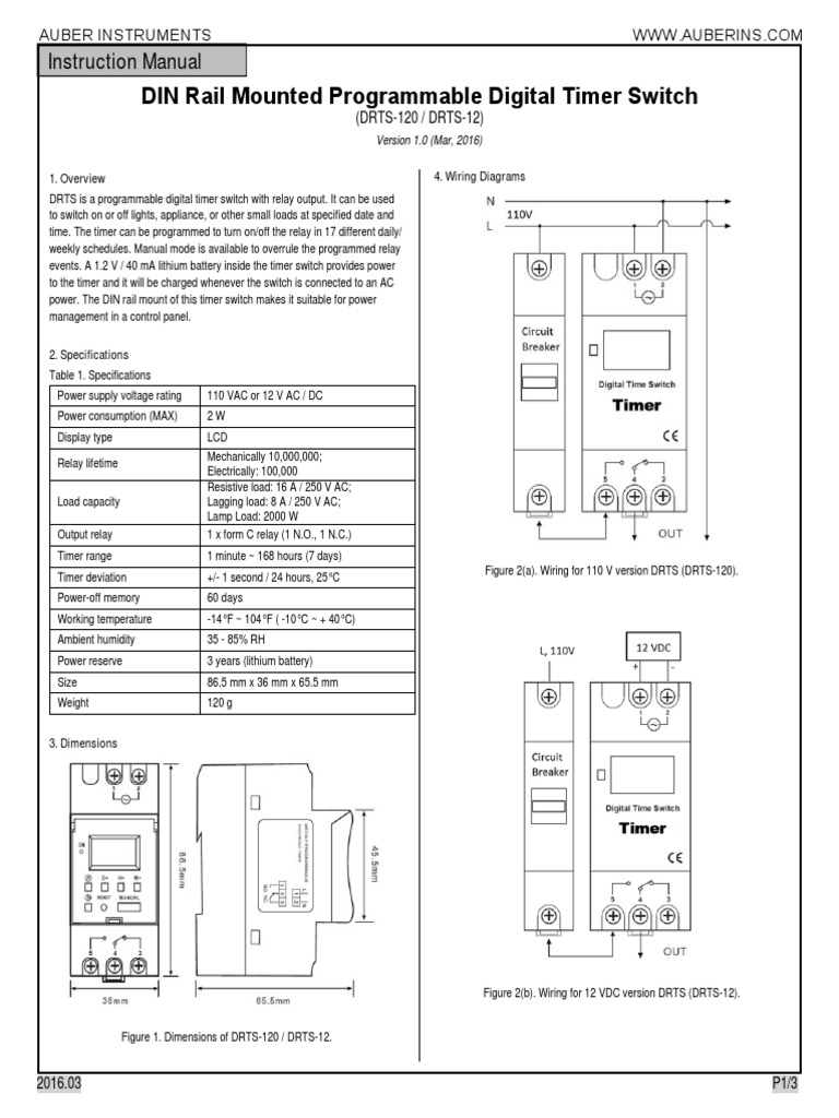 DIN Rail Mounted Programmable Digital Timer Switch: Instruction Manual ...