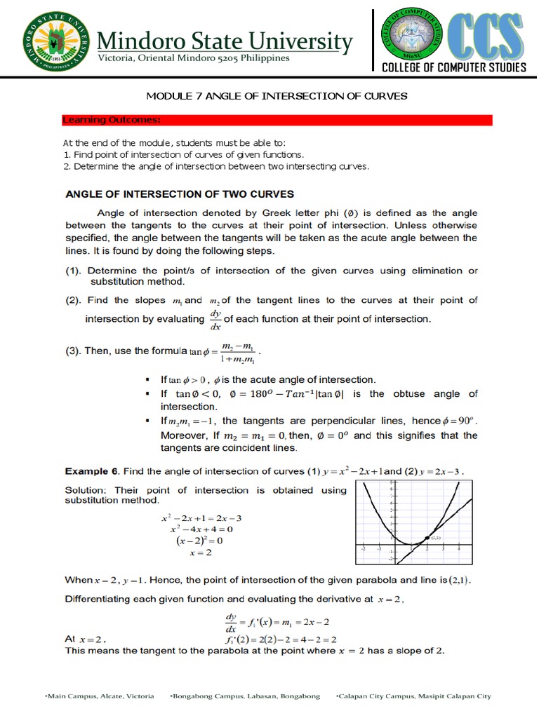 Angle of Intersection of Curves Module | PDF