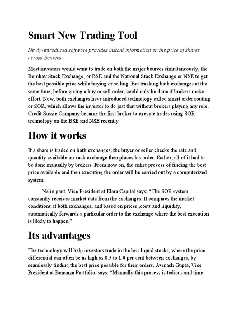 Smart Order Routing for BSE & NSE | PDF | Stock Exchange | Microeconomics