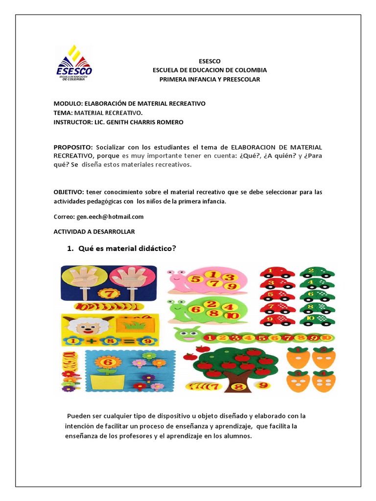 Material Recreativo para Primera Infancia | PDF | Aprendizaje ...