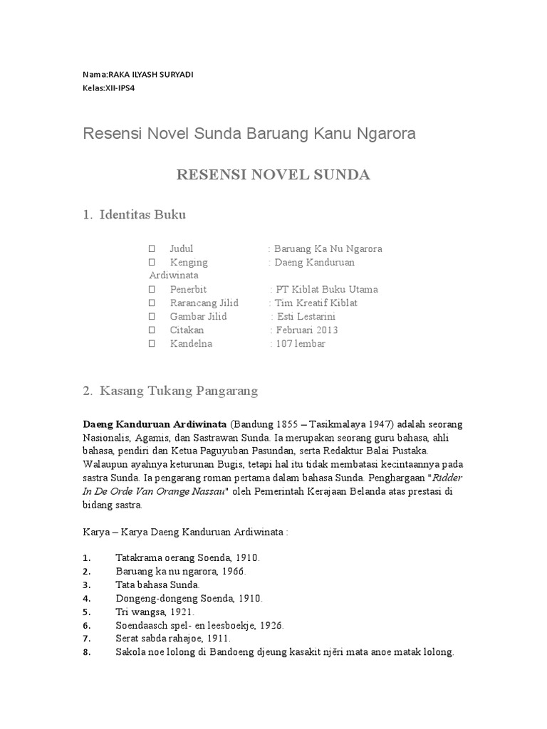 Tugas Bahasa Sunda-Resensi Novel | PDF