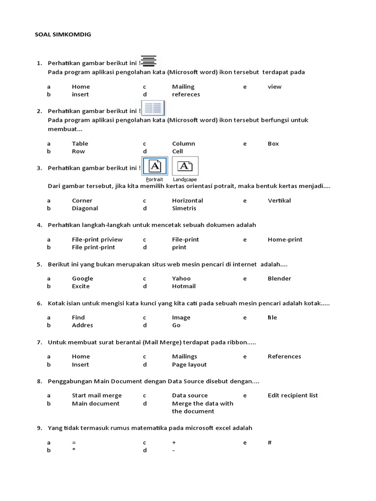 Soal Usbn Simdig | PDF