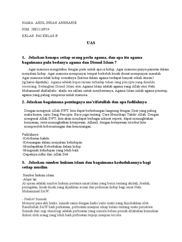 Pentingnya Agama dan Hukum Islam | PDF