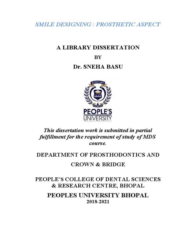 001 Front Page | PDF | Prosthodontics | Thesis
