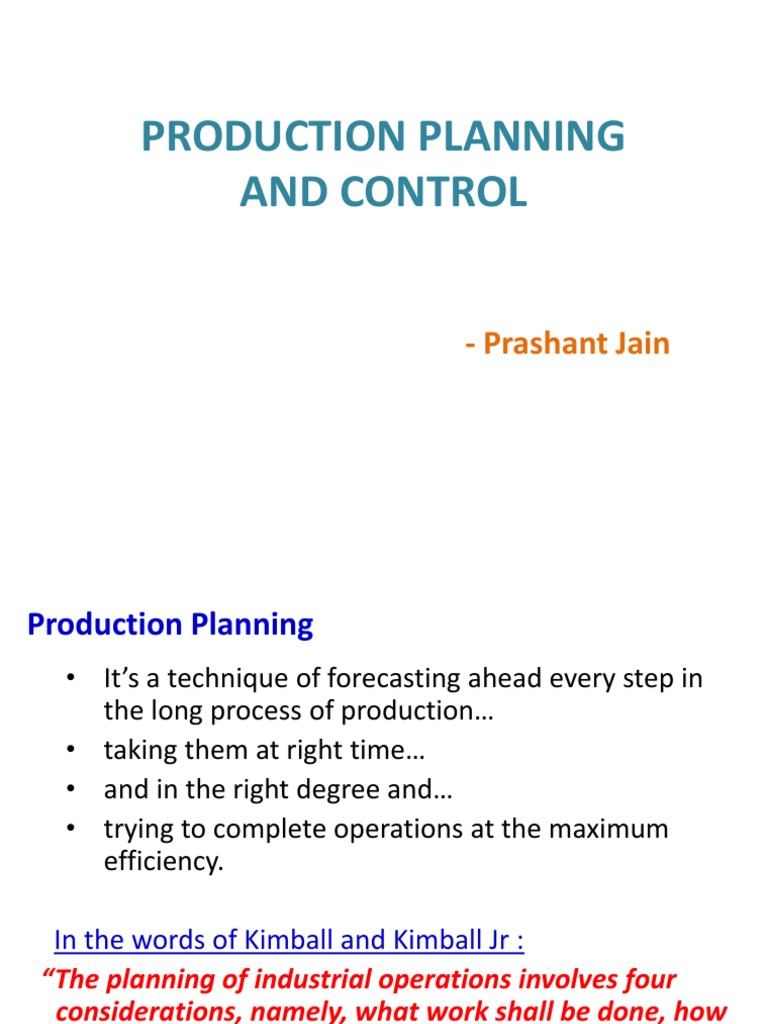 Production Planning and Control Overview | PDF | Routing | Factors Of ...