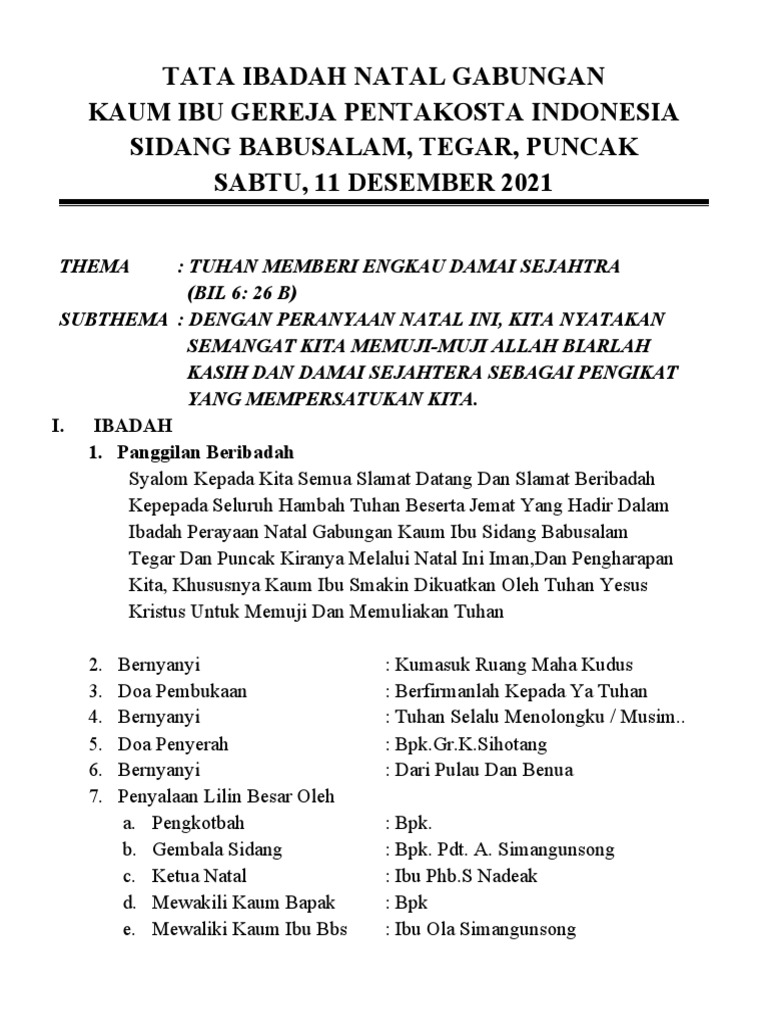 Tata Ibadah Natal Gabungan | PDF