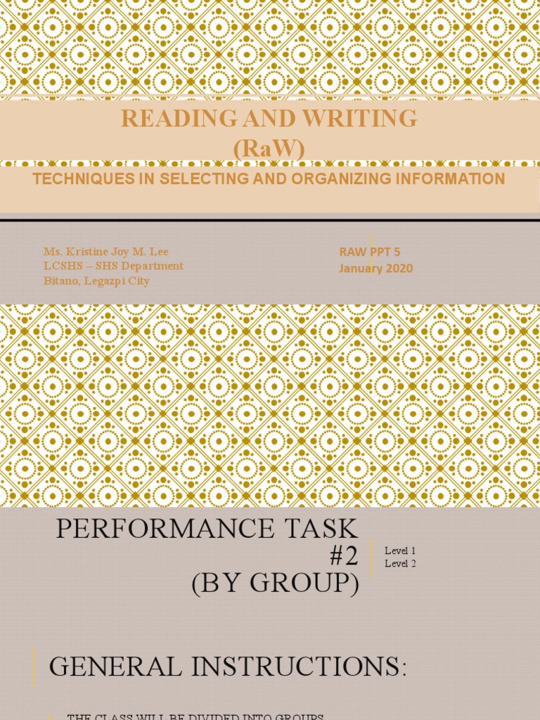 3rd PPT 5 Techniques in Selecting and Organizing Information | PDF