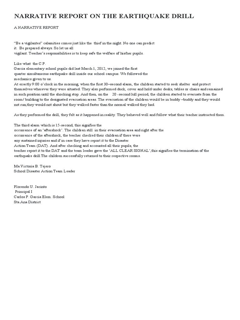 Narrative Report DRRMM 2012 | PDF