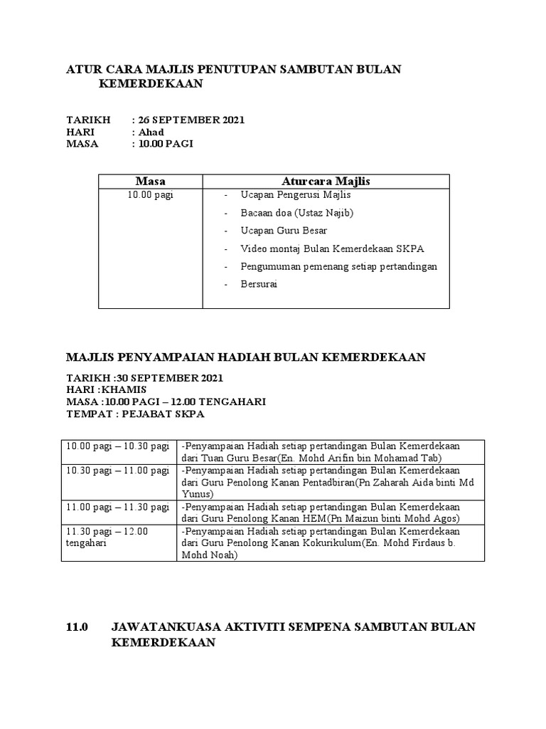 Atur Cara Majlis Dan Ajk | PDF