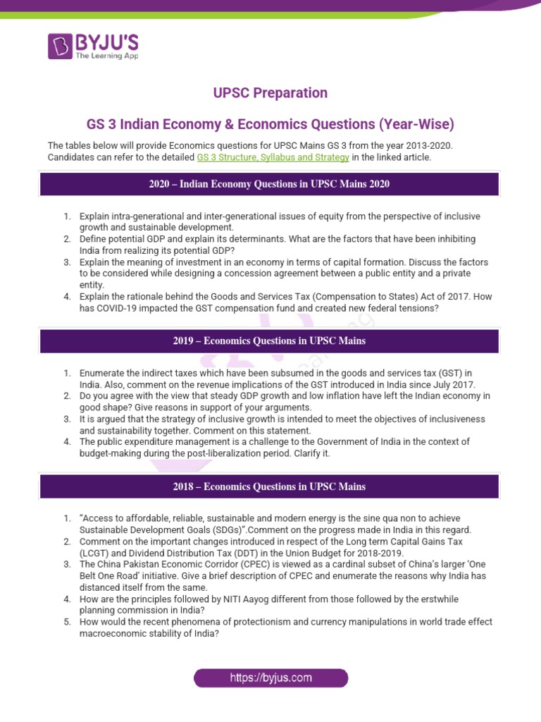 UPSC Economy Mains Questions | PDF | Economic Growth | Taxes