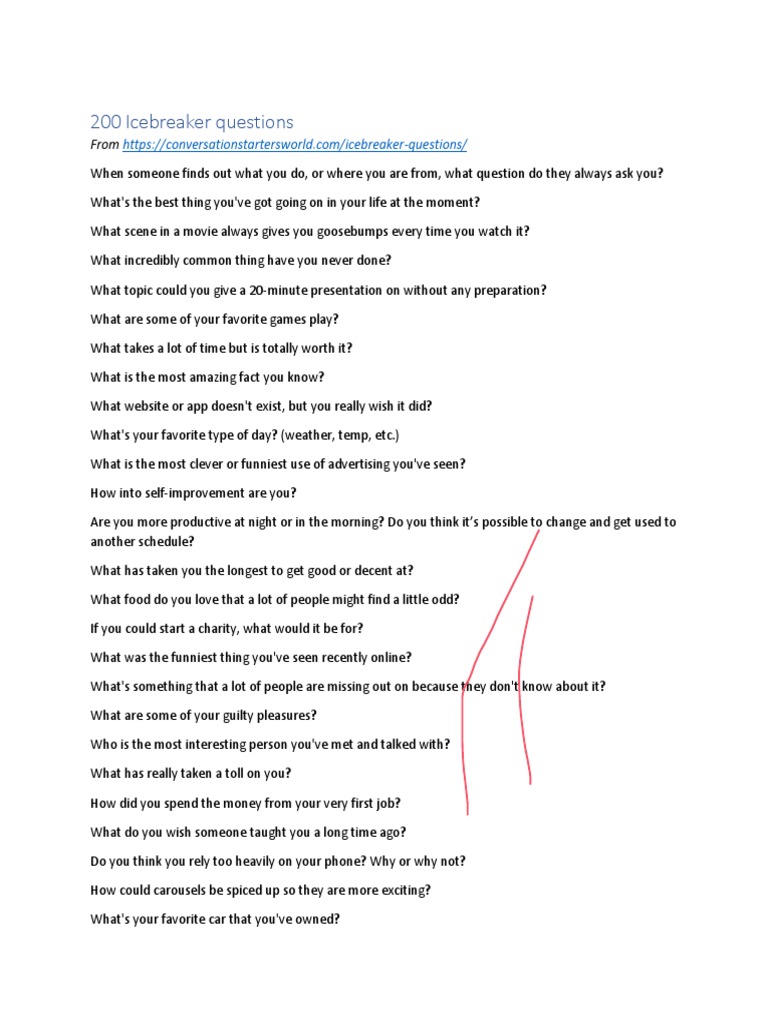 200 Icebreaker Questions PDF | PDF