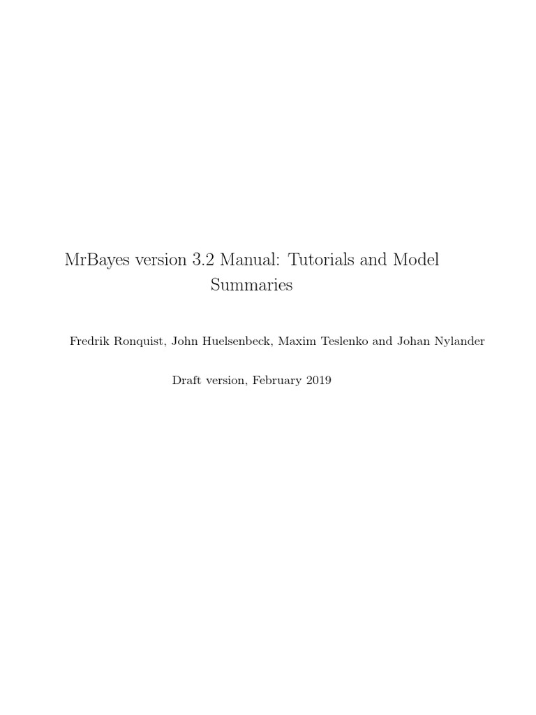Mrbayes Version 3.2 Manual: Tutorials and Model Summaries | PDF | Multi Core Processor | Message ...
