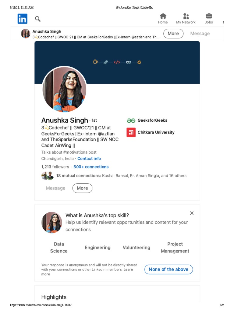 Anushka Singh - LinkedIn | PDF | Linked In | Computing