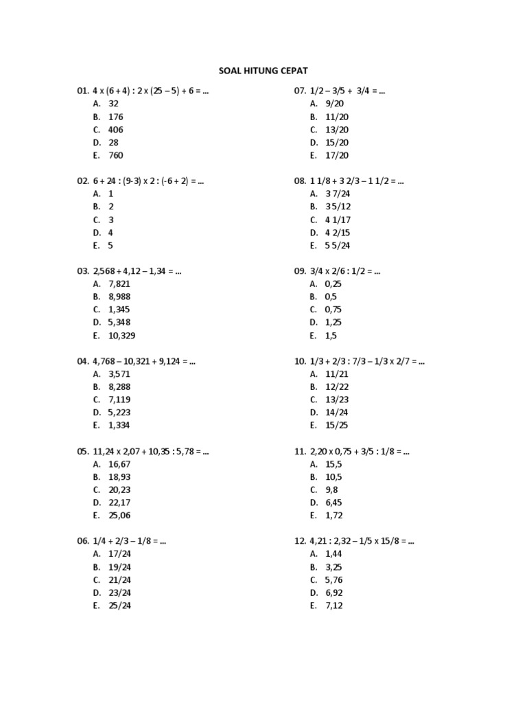 Hitung Cepat Dan Perbandingan Kuantitas | PDF