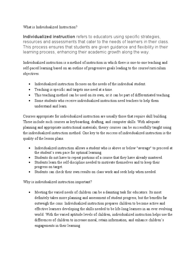 Understanding Individualized Instruction | PDF | Education Theory ...