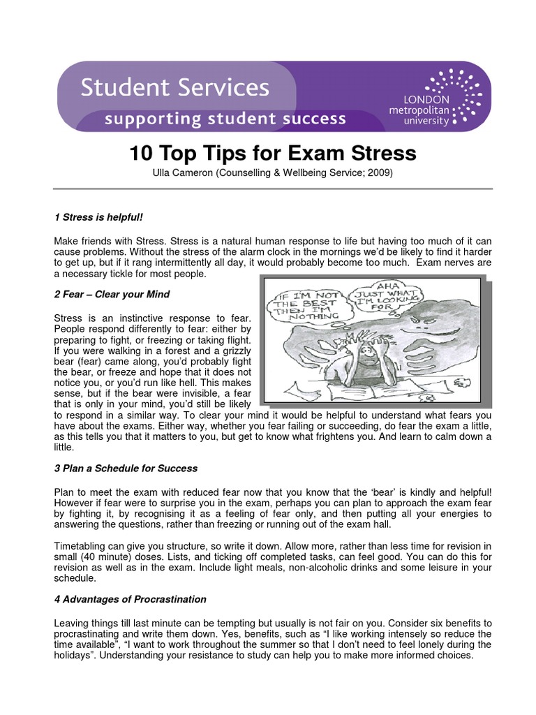 10 Tips For Exam Stress | PDF | Stress (Biology) | Mind