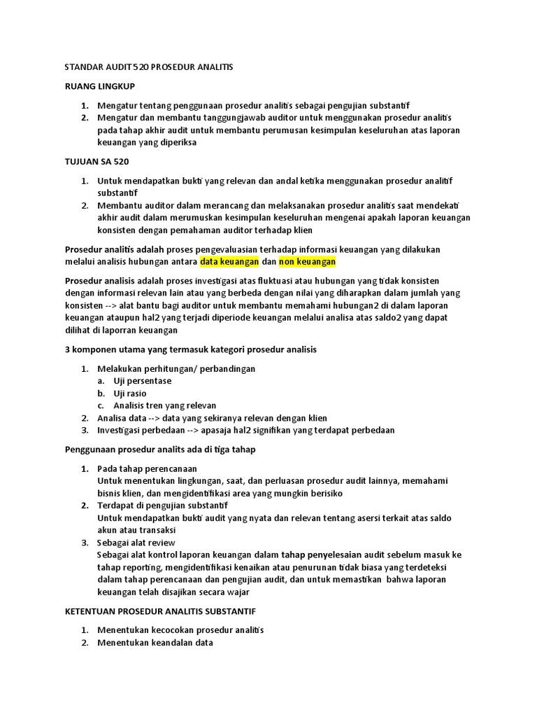 SA 520 Prosedur Analitis | PDF