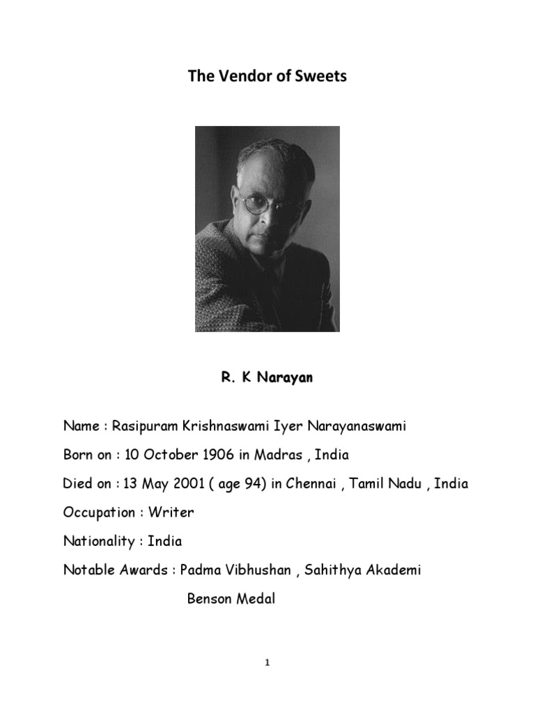 The Vendor of Sweets: R. K Narayan | PDF