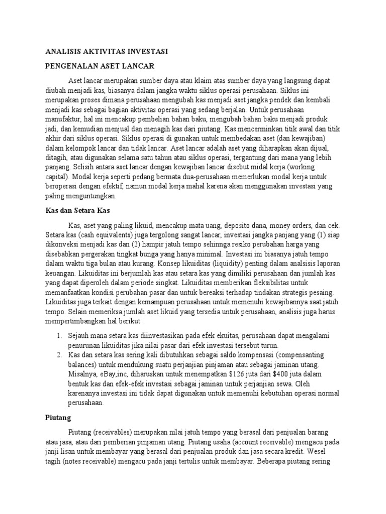 Analisis Aktivitas Investasi | PDF