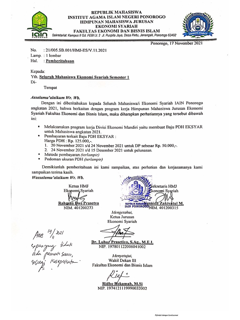 Surat Pemberitahuan Pembuatan PDH | PDF