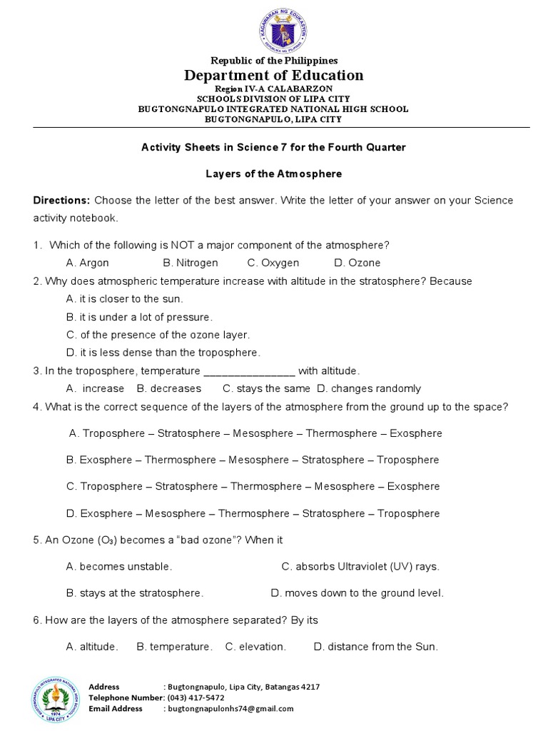 Activity Sheets in Science - 4TH Quarter | Download Free PDF ...
