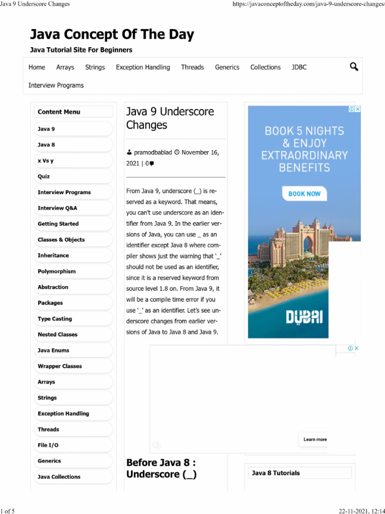 Underscore | PDF | Java (Programming Language) | Java Version History