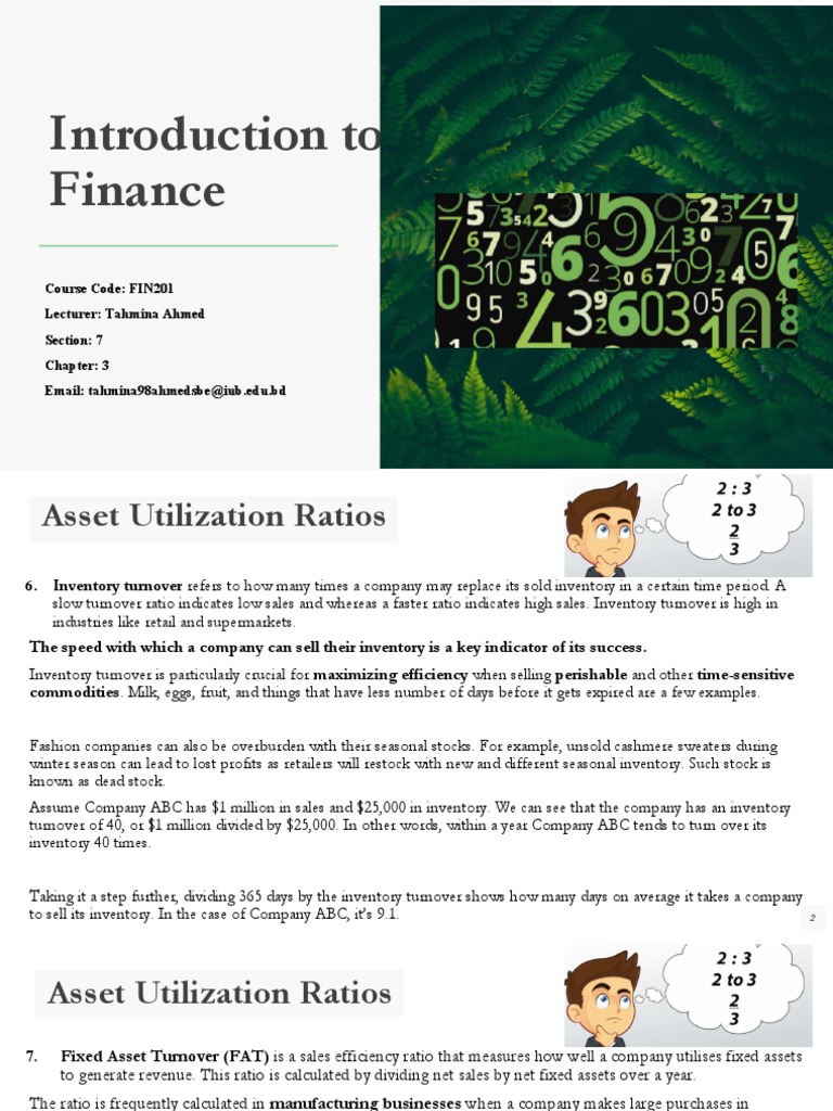 Introduction To Finance: Course Code: FIN201 Lecturer: Tahmina Ahmed ...