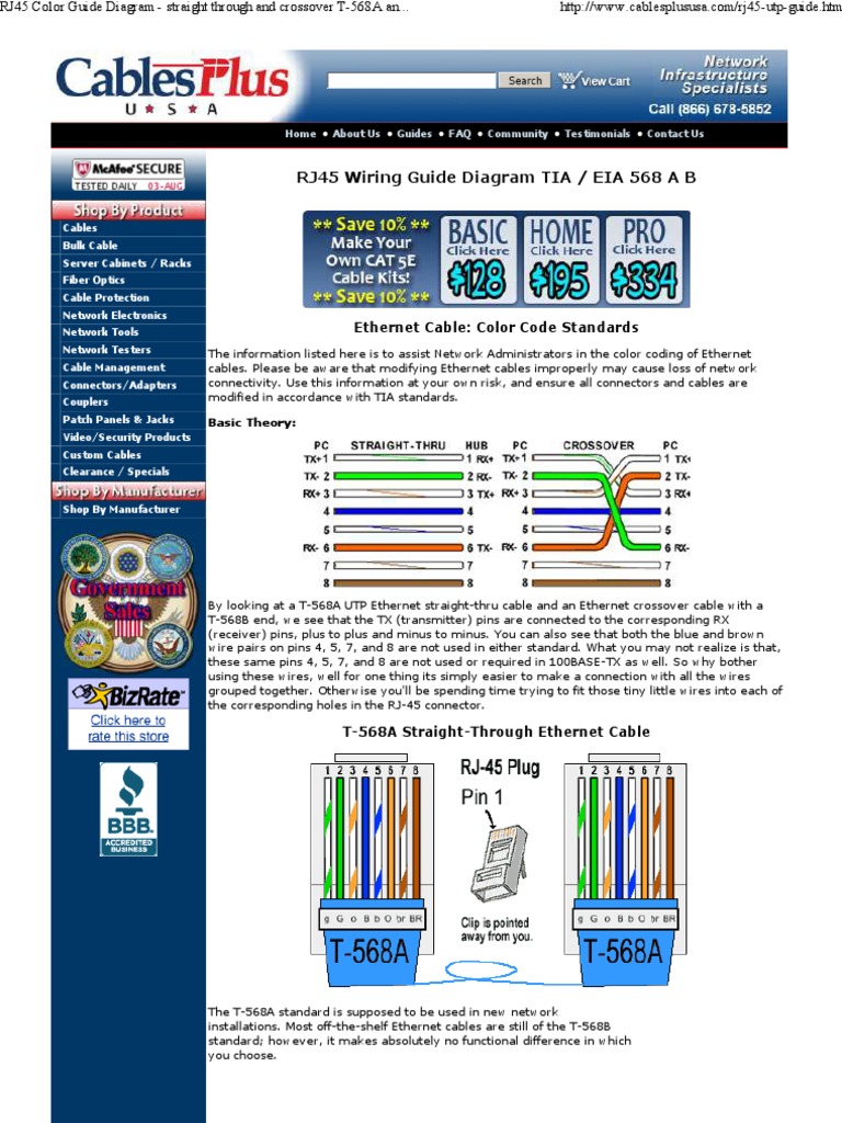 RJ45 Color Guide Diagram | PDF | Electrical Connector ...