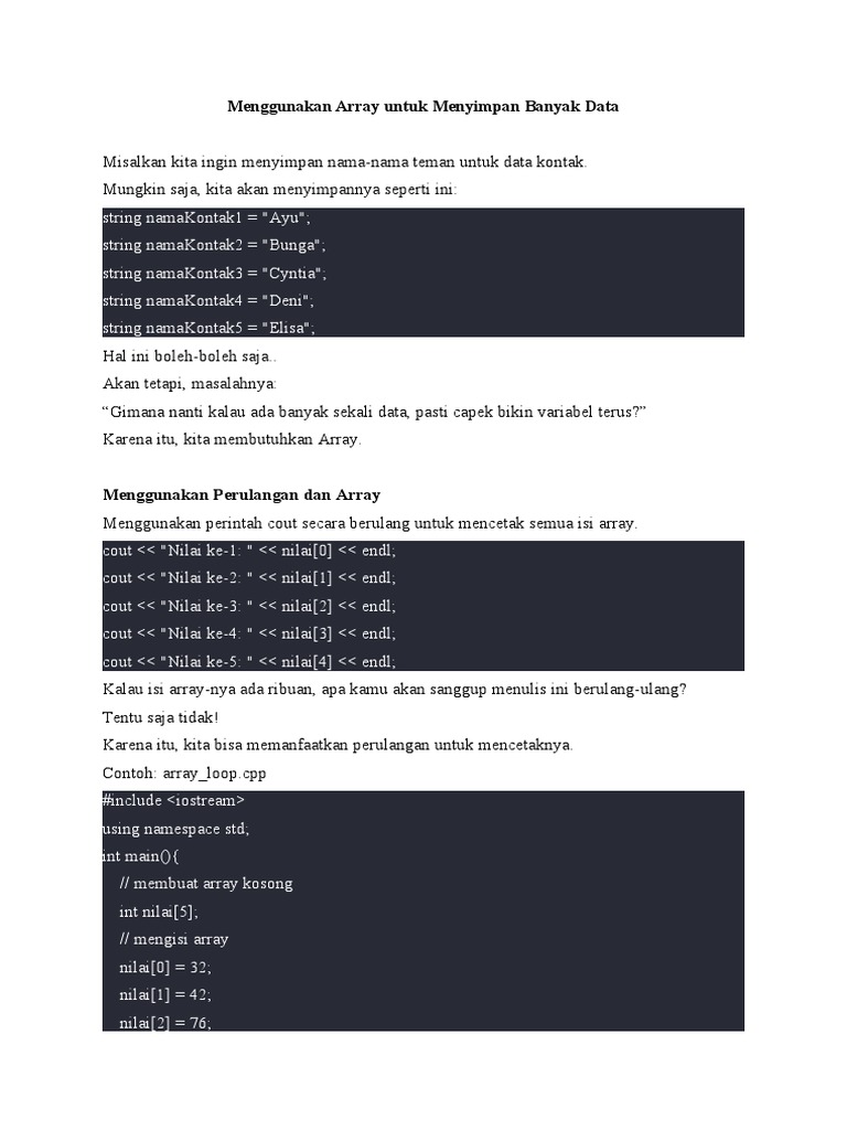 Prak Array 1 Dimensi | PDF