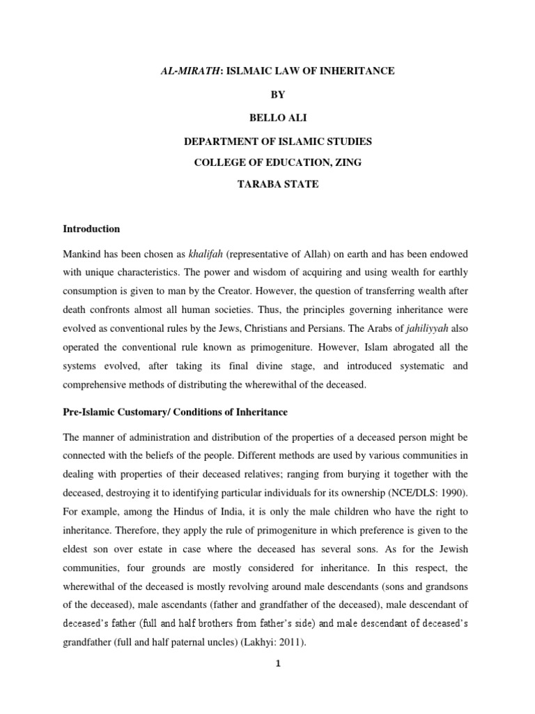 Al Mirath Islmaic Law of Inheritance | PDF | Inheritance
