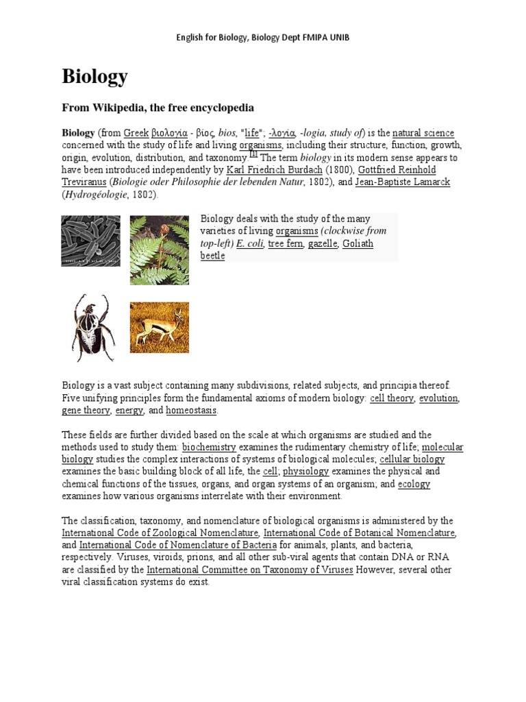 Biology: From Wikipedia, The Free Encyclopedia | Download Free PDF ...